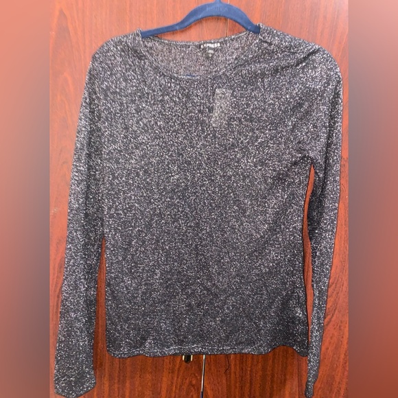 Express | Tops | Express Black Mesh Long Sleeve Metallic Top | Poshmark
